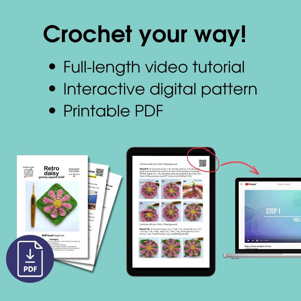 Crochet flowers granny square pattern – CrochetClubStore