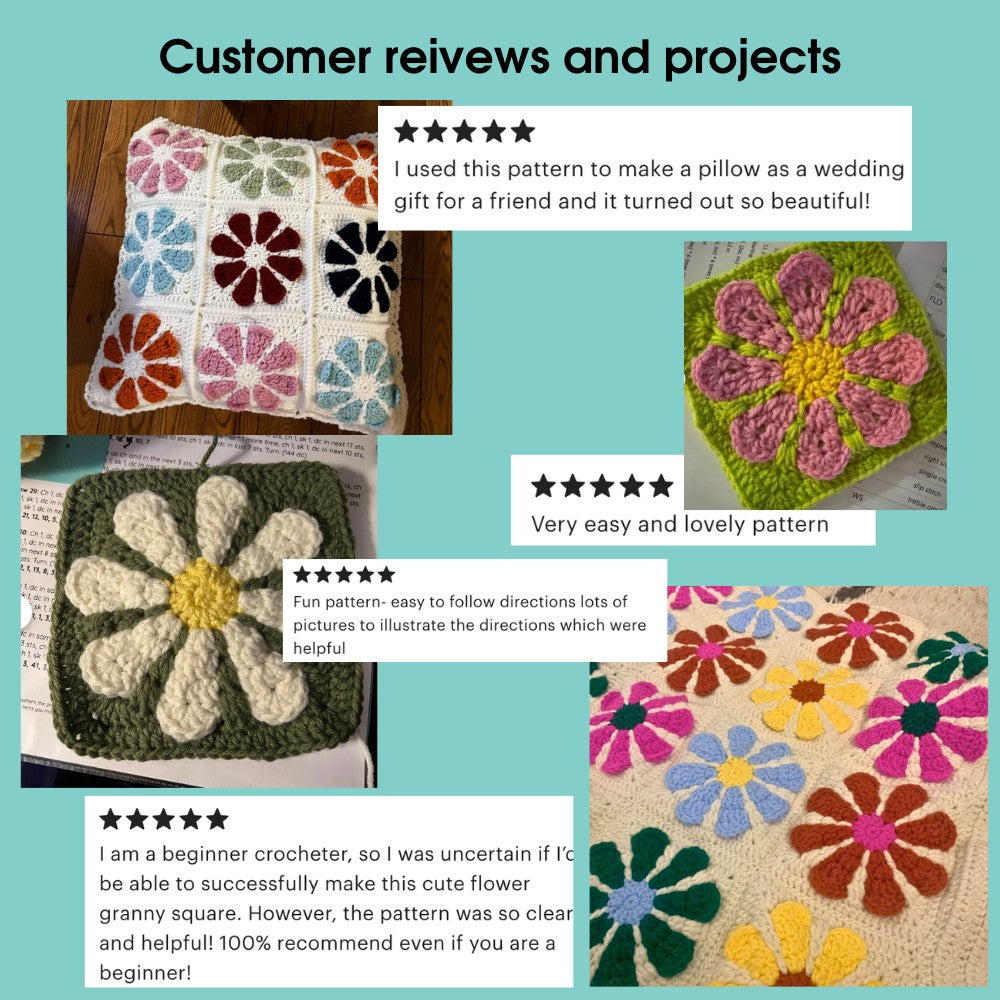 Crochet flowers granny square pattern – CrochetClubStore